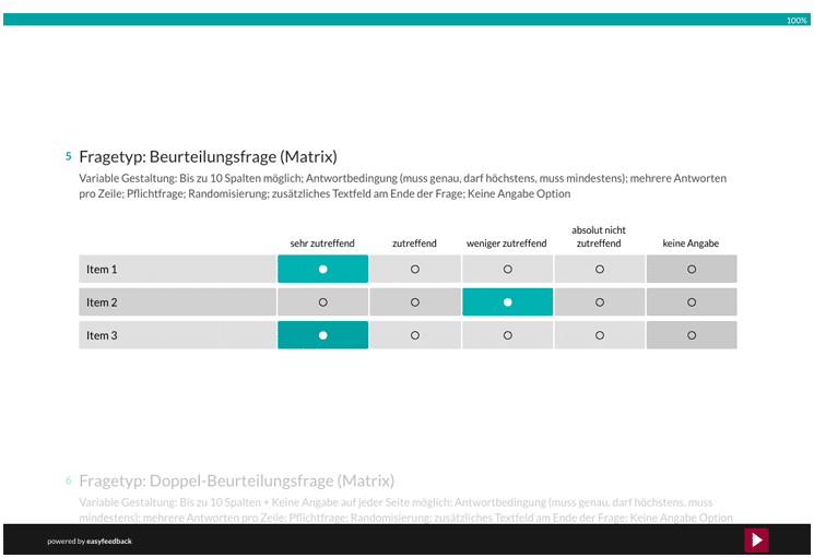 Komfortabler Fragebogenaufbau | easyfeedback